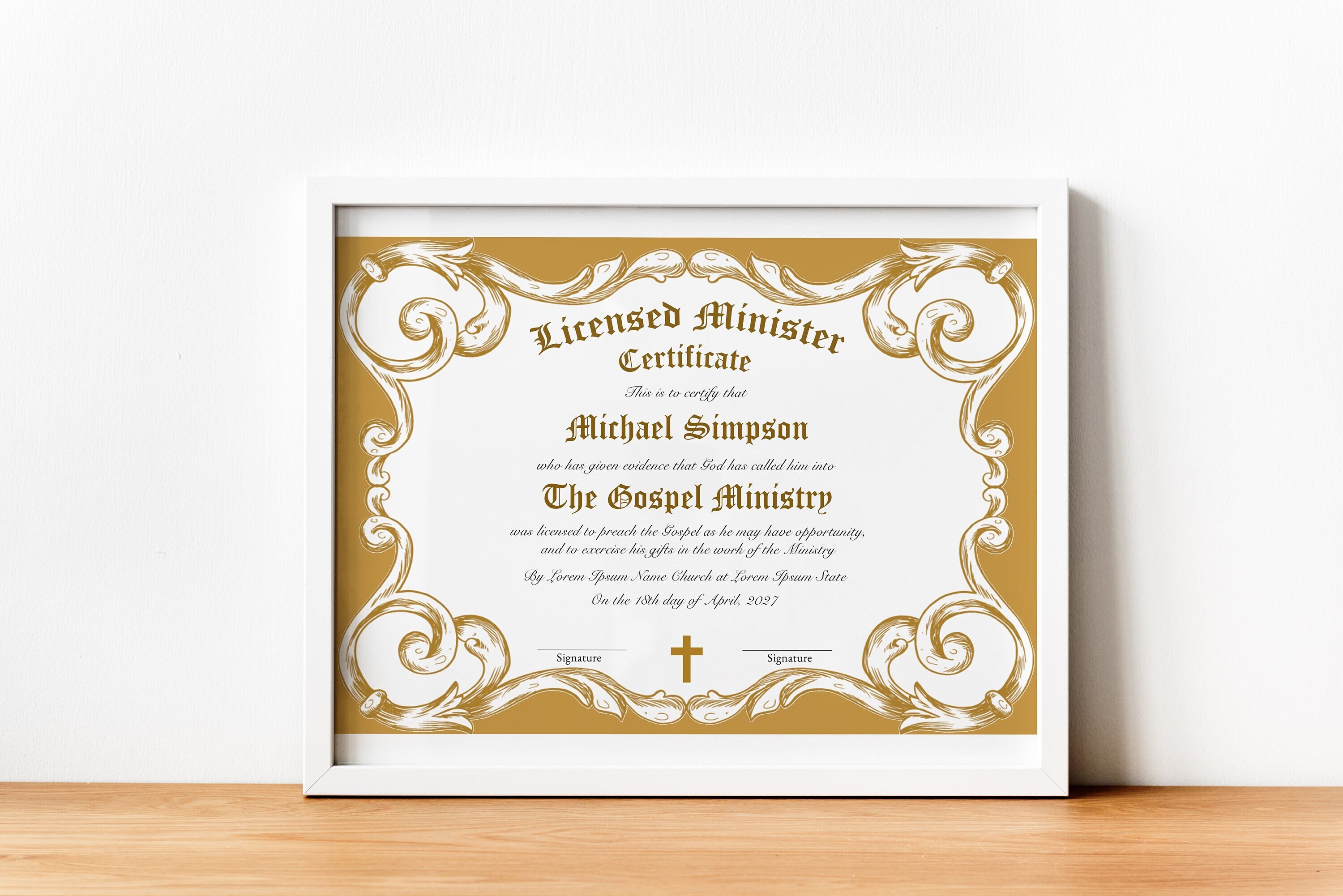 Editable License to Preach Template, Printable Certificate of License ...