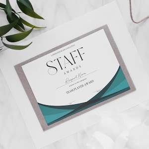 Best Staff Awards, Team Player Award Certificate, EDITABLE Best ...