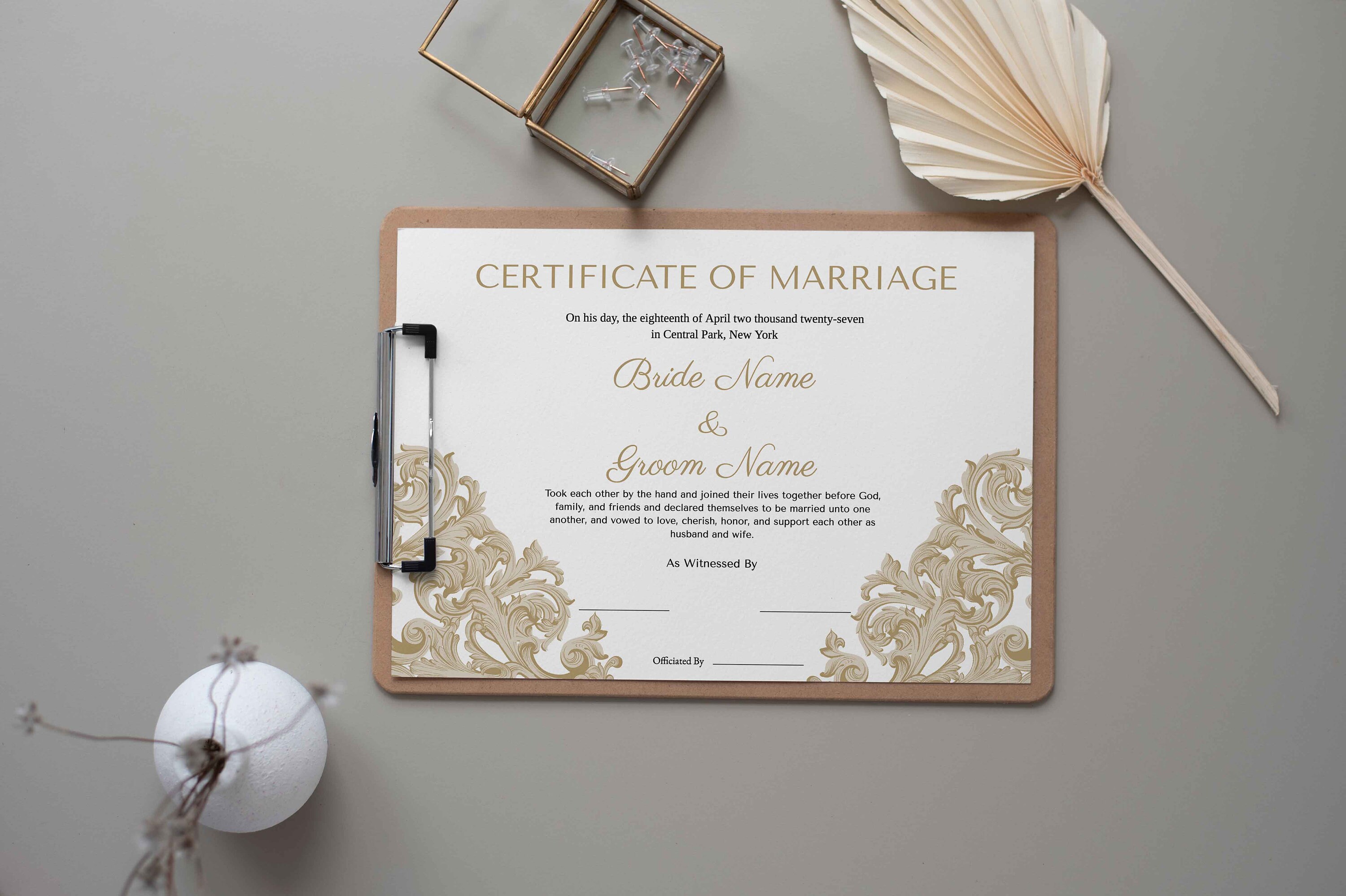 Editable Certificate of Marriage, Wedding Keepsake Marriage Certificate ...
