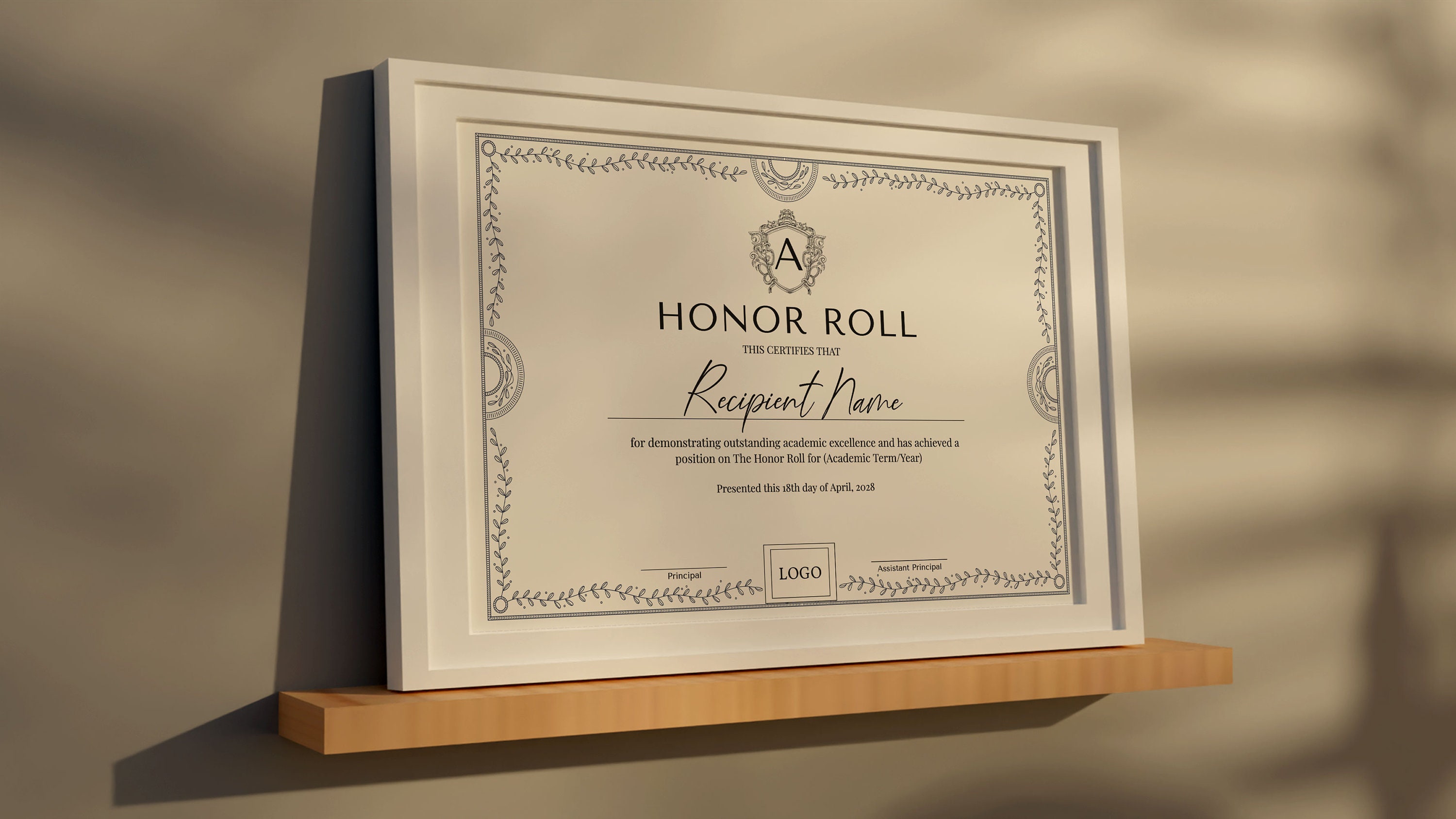Editable Honor Roll Certificate Template, Elementary School Student ...
