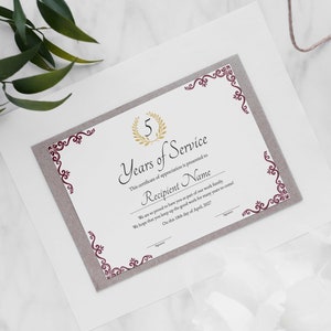 25 Years of Service Anniversary Award Certificate of Appreciation ...