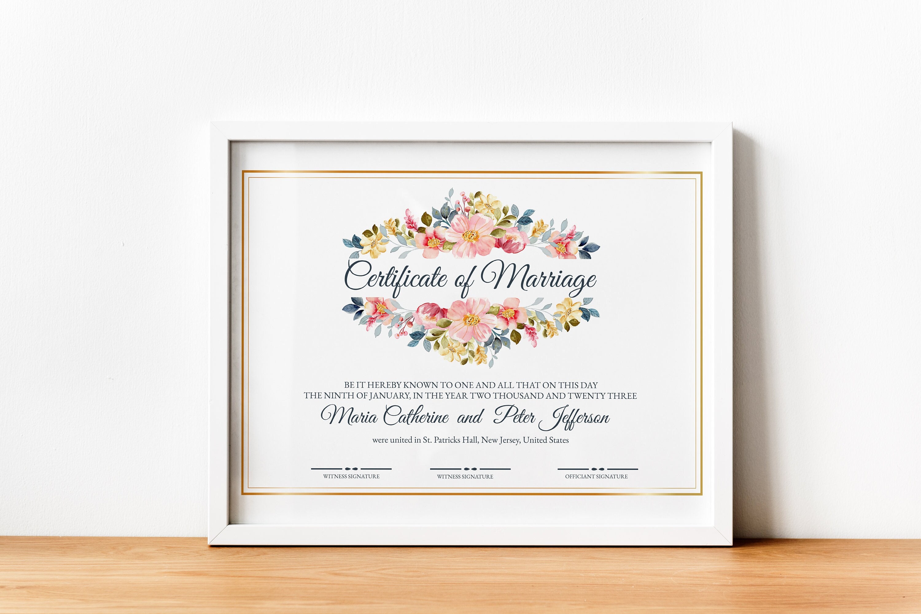 Boho Wedding Certificate Template Editable Marriage - Etsy