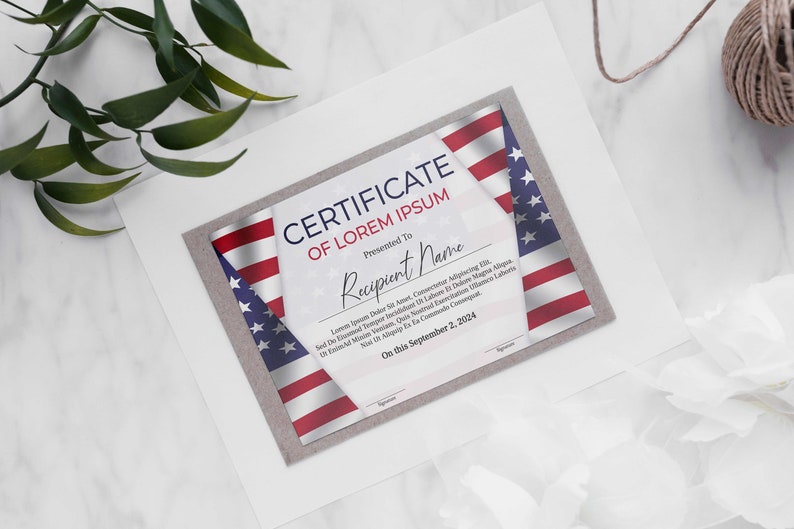 American Appreciation Certificate, 4th of July, Honoring Military Service Appreciation, Veteran ...