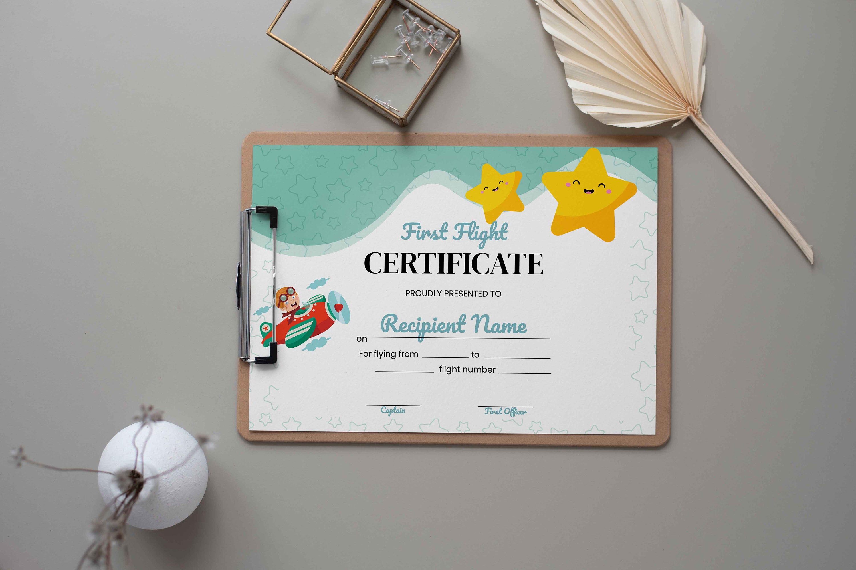 My First Flight Certificate Template, Award Certificate for Kids ...