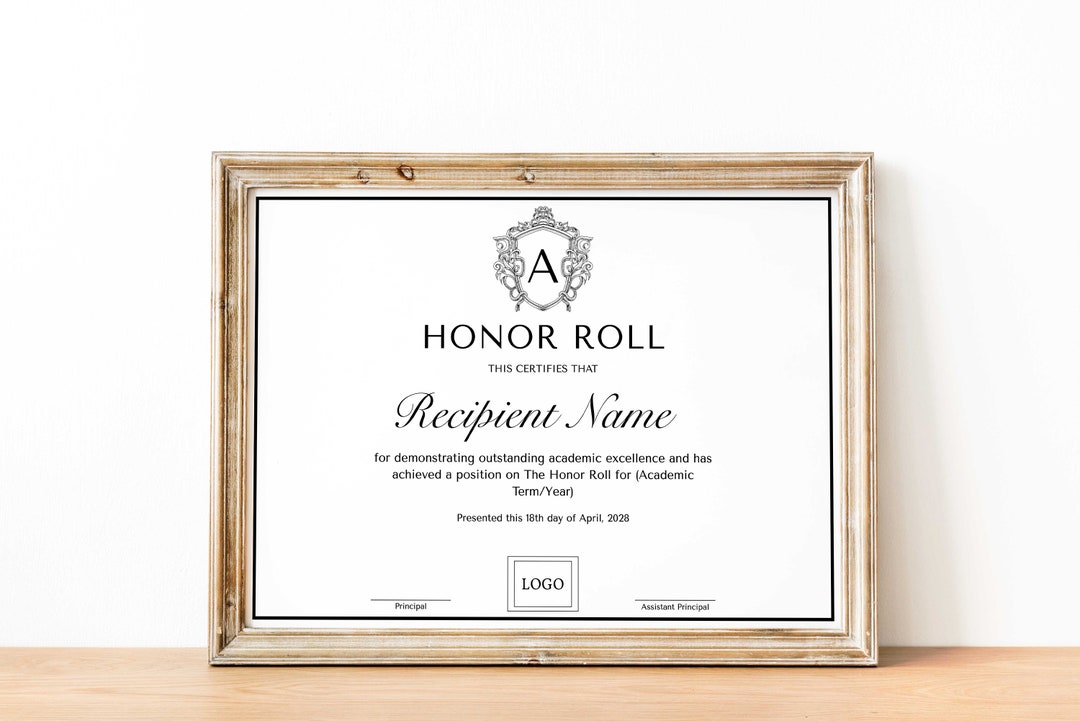 Editable Honor Roll Certificate Template, Elementary School Student ...