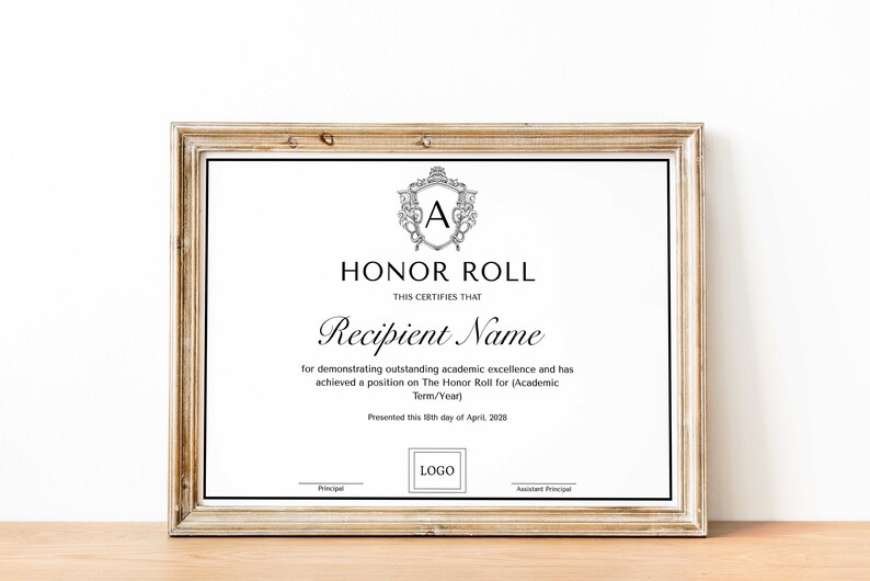 Editable Honor Roll Certificate Template, Elementary School Student ...