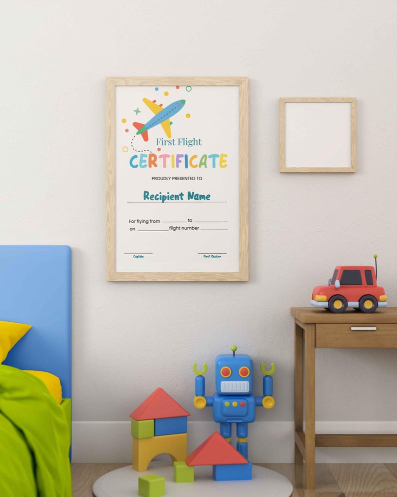 My First Flight Certificate Template, Award Certificate for Kids ...
