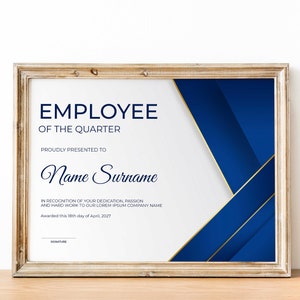 Editable Employee of the Quarter Certificate Template, Minimalist ...