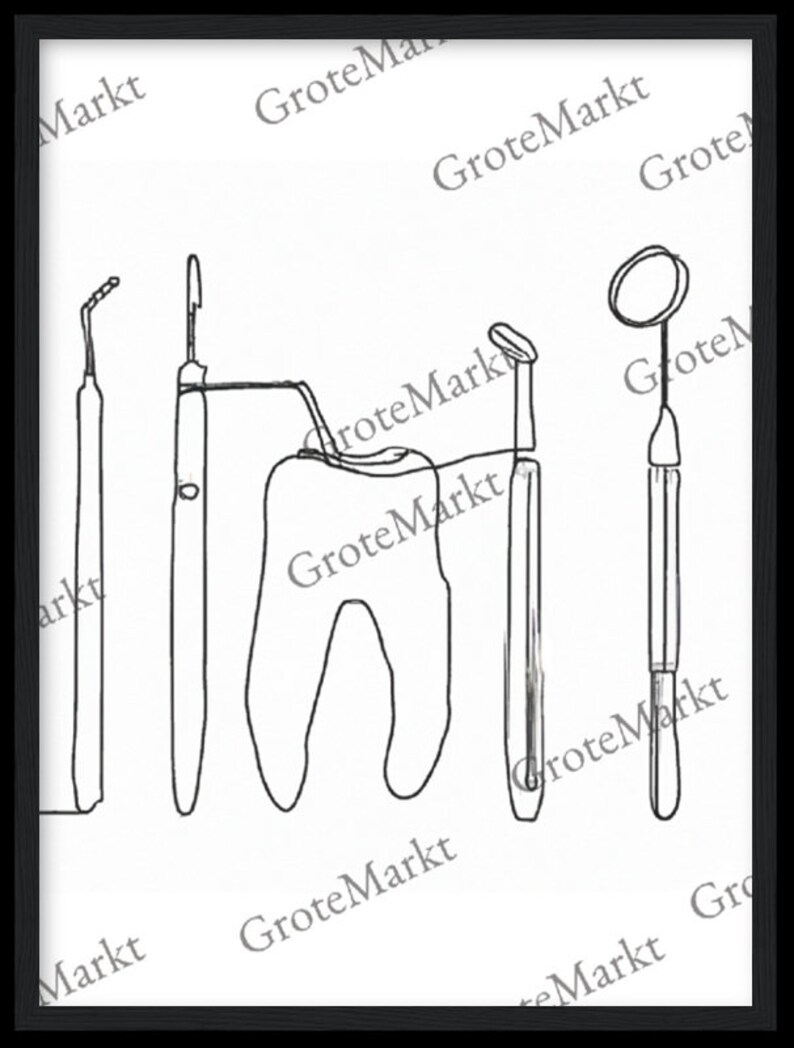 One Line Drawing Dentist Wall Art Set Dentistry Art Print - Etsy
