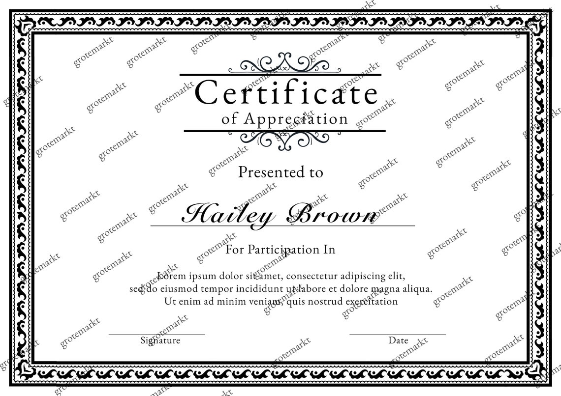 Editable Certificate of Appreciation, Printable Appreciation ...