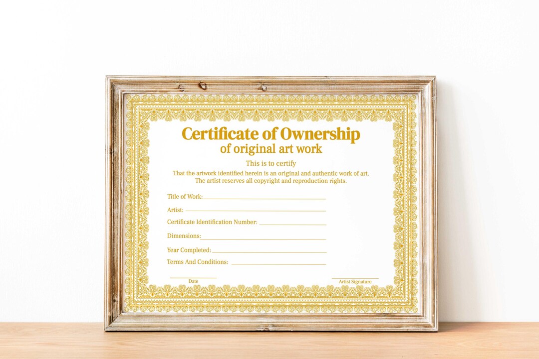 Certificate of Ownership, Transfer of Title, Fractional Ownership ...
