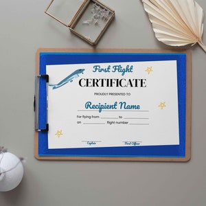 My First Flight Certificate Template, Award Certificate for Kids ...