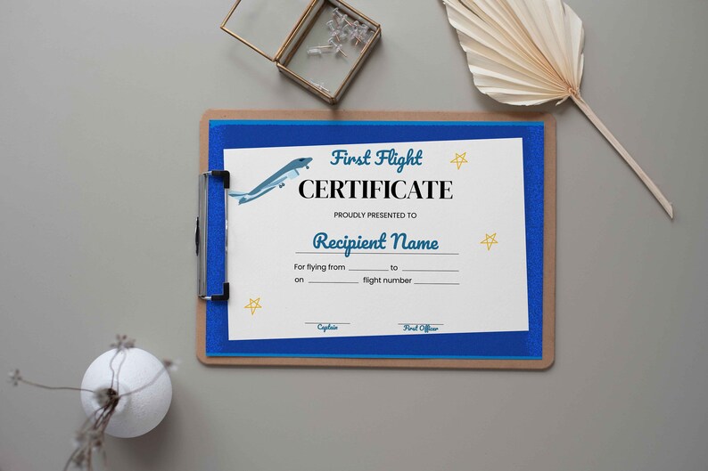 My First Flight Certificate Template, Award Certificate for Kids ...