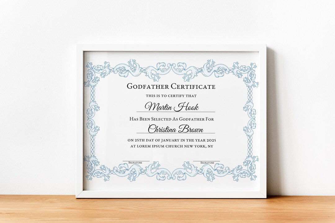 Godfather Certificate Template 100% Editable Godfather - Etsy