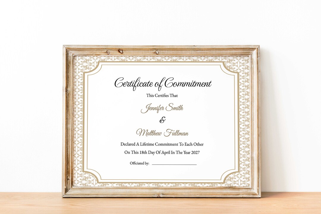 Certificate of Commitment Editable Template, Greenery Commitment ...