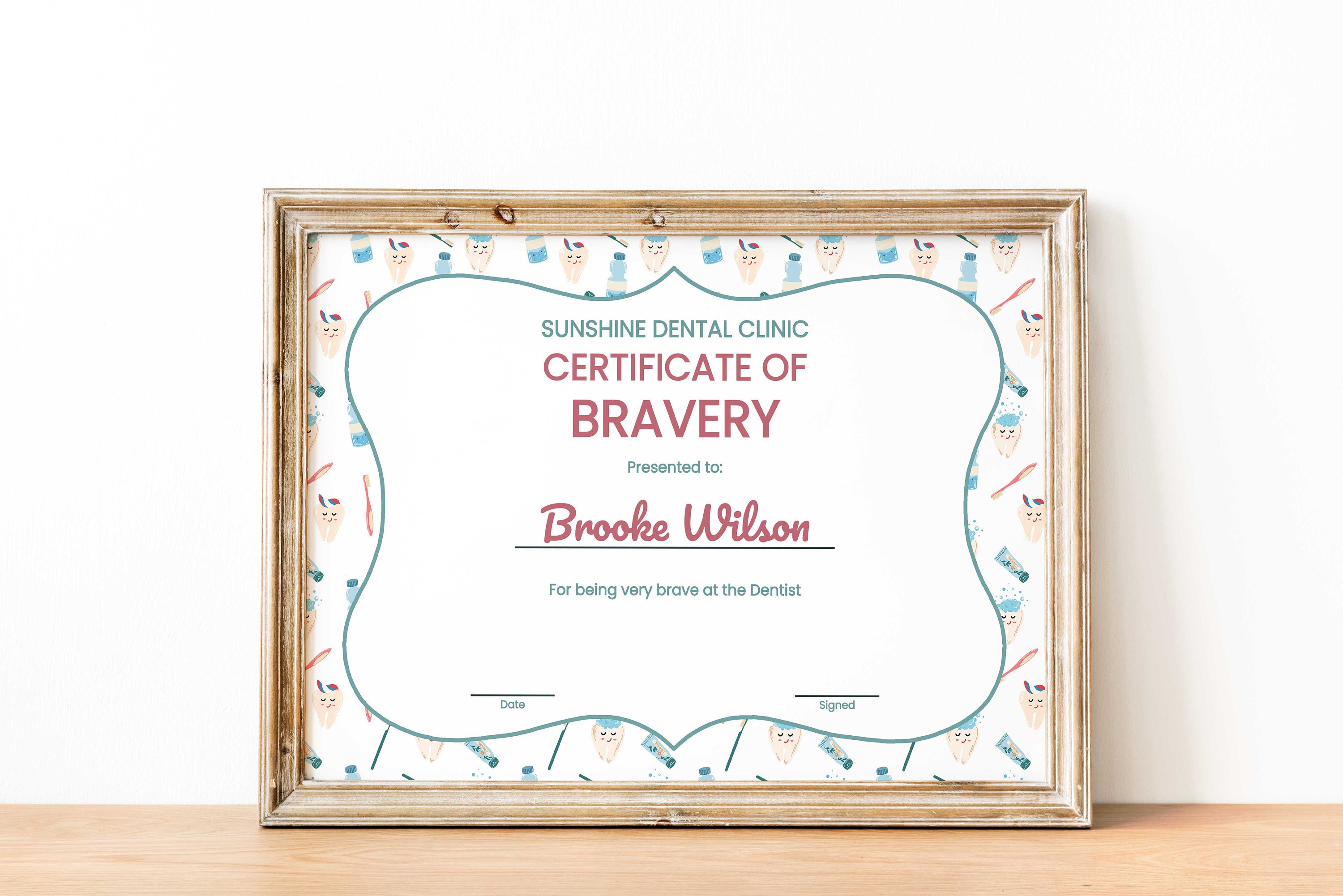 Editable Dentist No Cavities Club, Certificate of Bravery Template ...