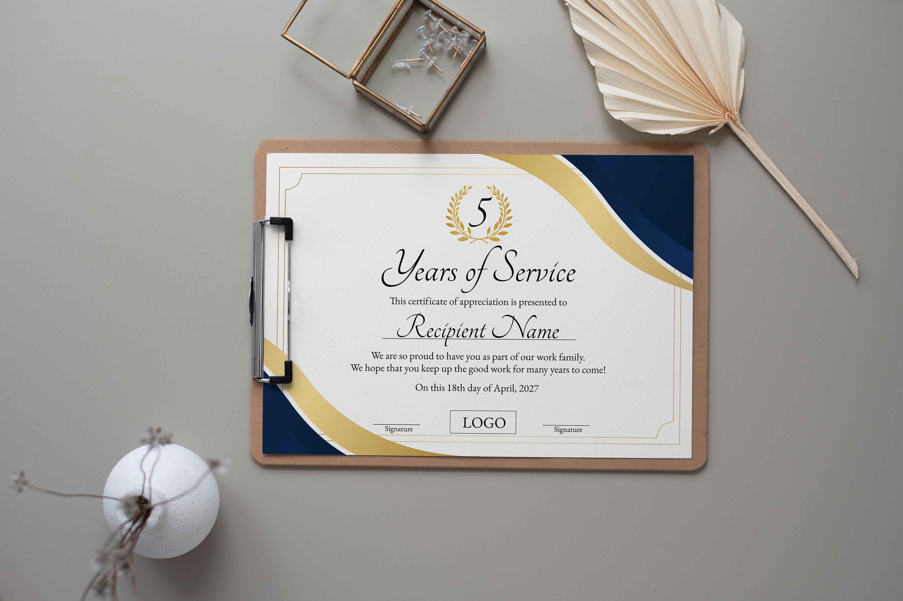 5 Years of Service Anniversary Award Certificate of Appreciation ...