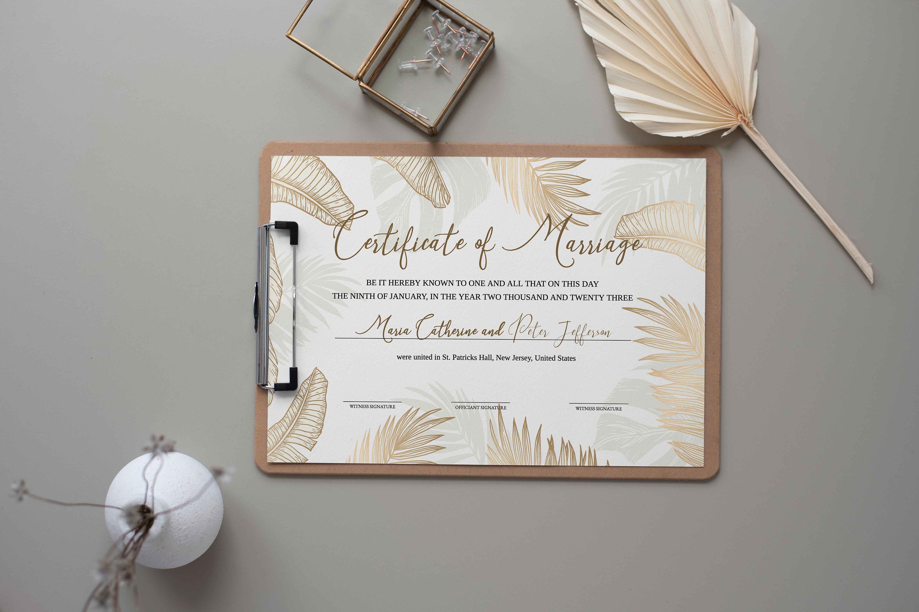 Elegant Wedding Certificate Template, Printable Certificate of Marriage ...