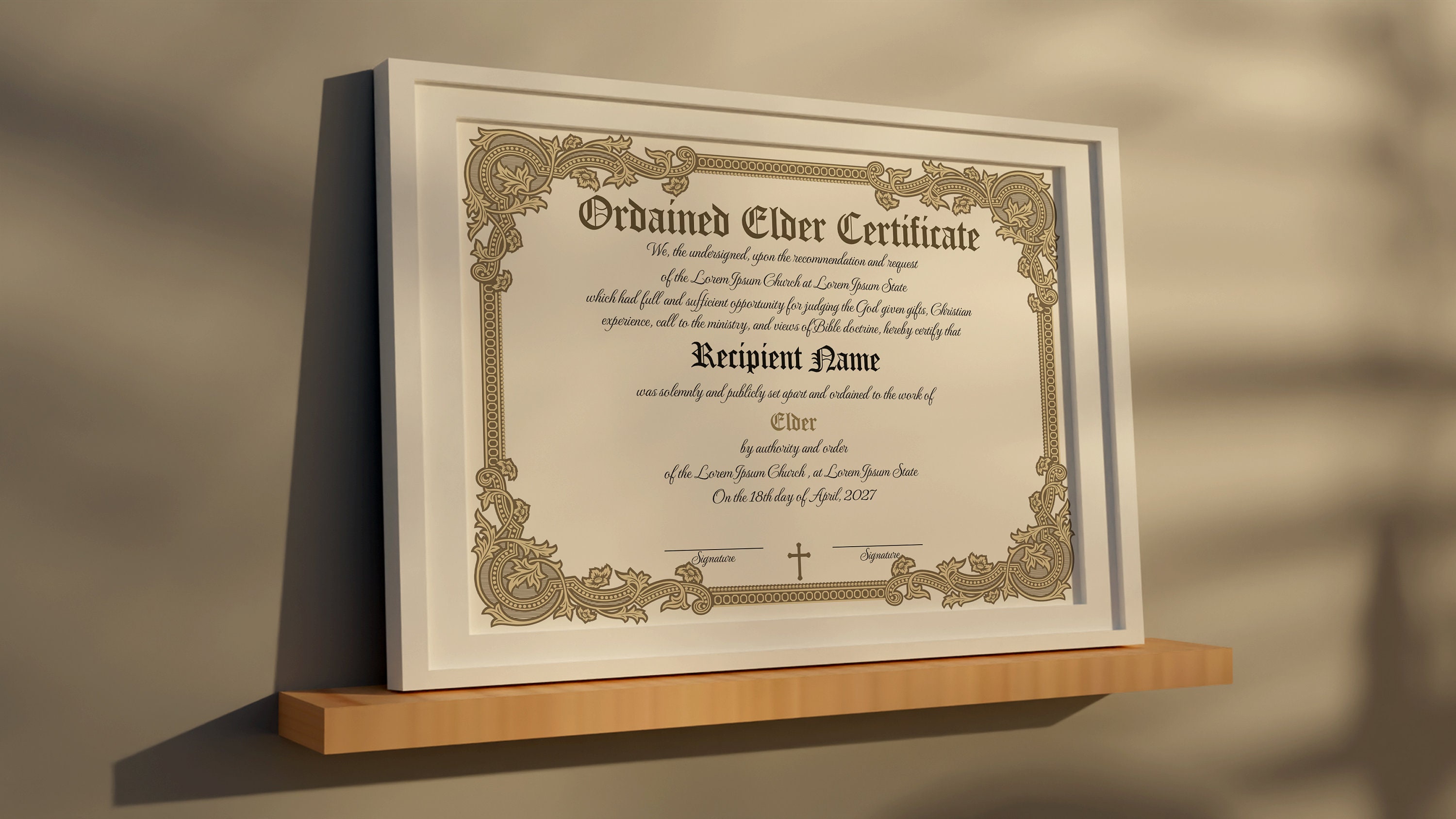 Editable Ordained Elder Certificate Template, Printable Vintage Luxury ...