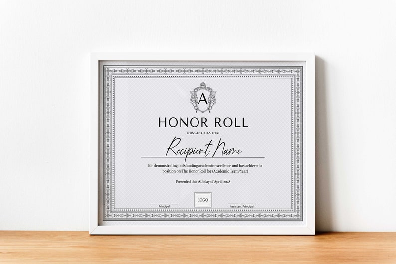 Editable Honor Roll Certificate Template, Elementary School Student ...