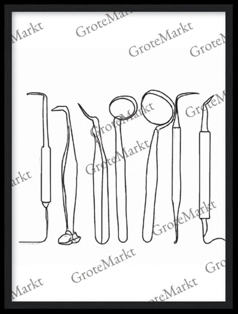 One Line Drawing Dentist Wall Art Set Dentistry Art Print - Etsy