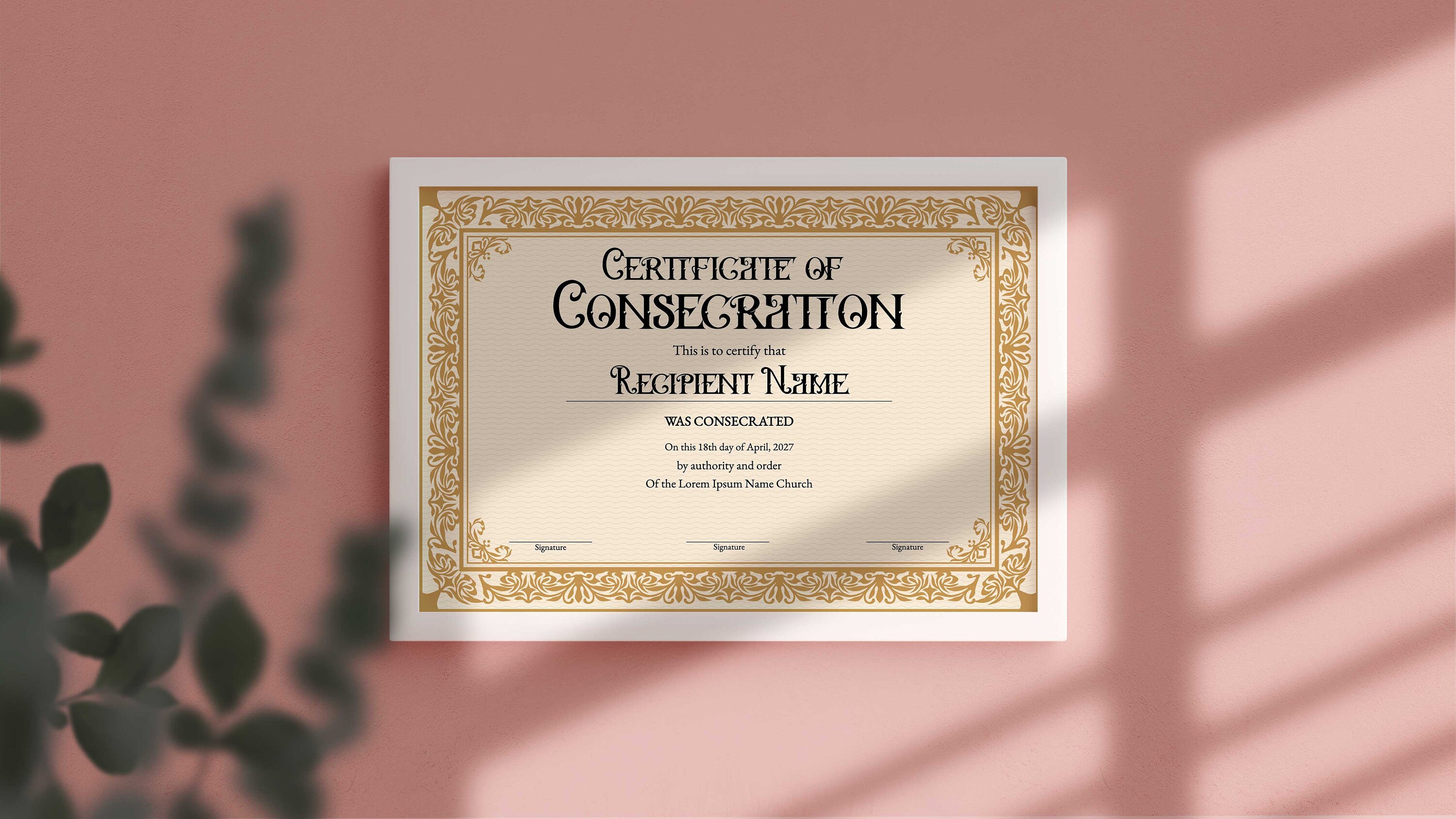 Editable Certificate of Consecration Template, Printable Consecration ...
