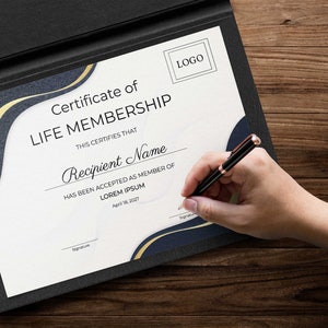 Editable Life Membership Certificate Template, Printable Elegant ...
