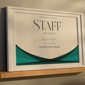 Best Staff Awards, Team Player Award Certificate, EDITABLE Best ...