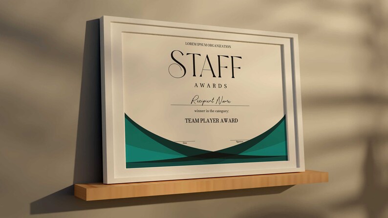 Best Staff Awards, Team Player Award Certificate, EDITABLE Best ...