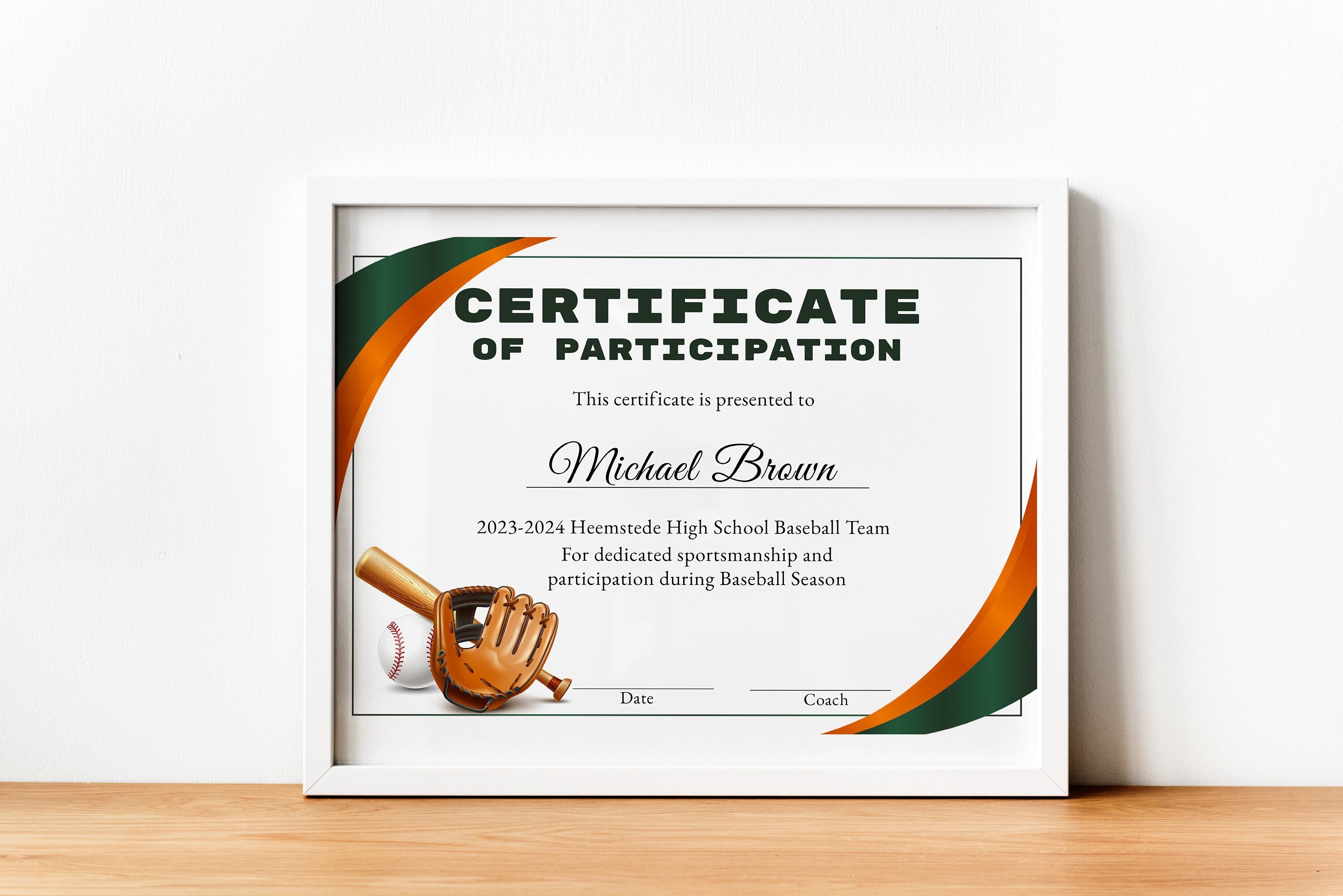 Editable Baseball Certificate Template, Sports Certificate Award ...