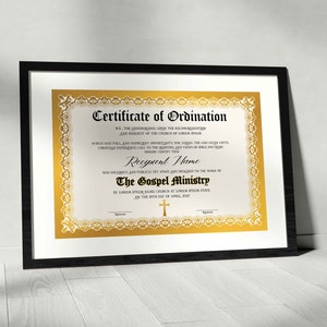 Ordination Certificate Template, Gospel Ministry Certificate Template ...