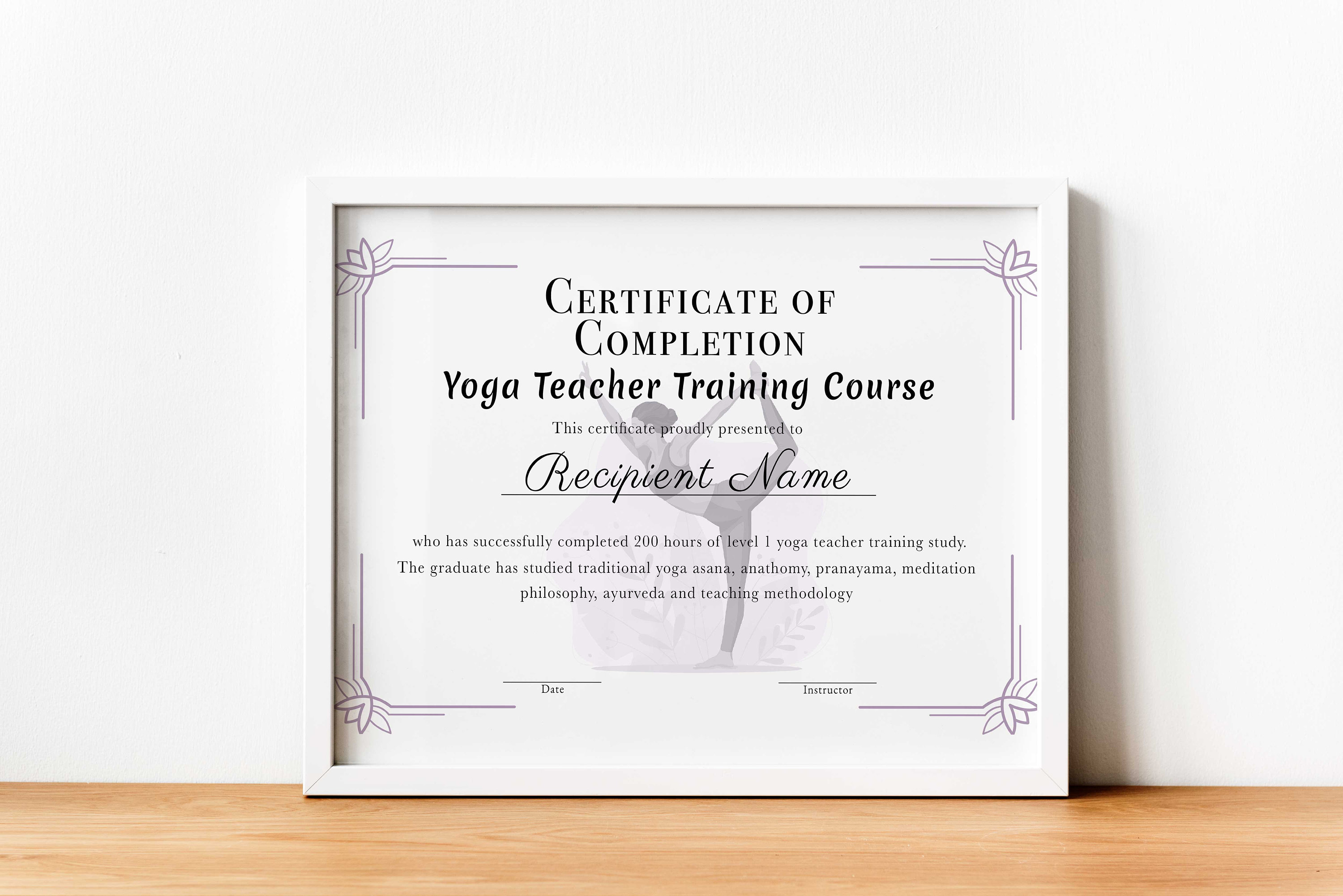Yoga Certificate, Certificate of Completion, Yoga Studio Achievement ...