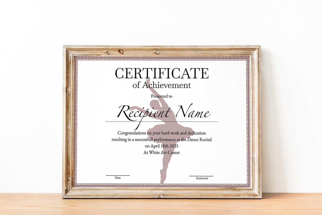 Editable Ballet Awards Certificate Template, Ballet Dancer Award ...