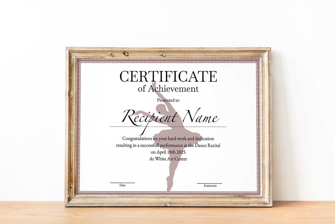 Editable Ballet Awards Certificate Template, Ballet Dancer Award ...