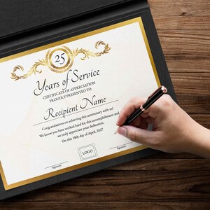 25 Years of Service Anniversary Award Certificate of Appreciation ...