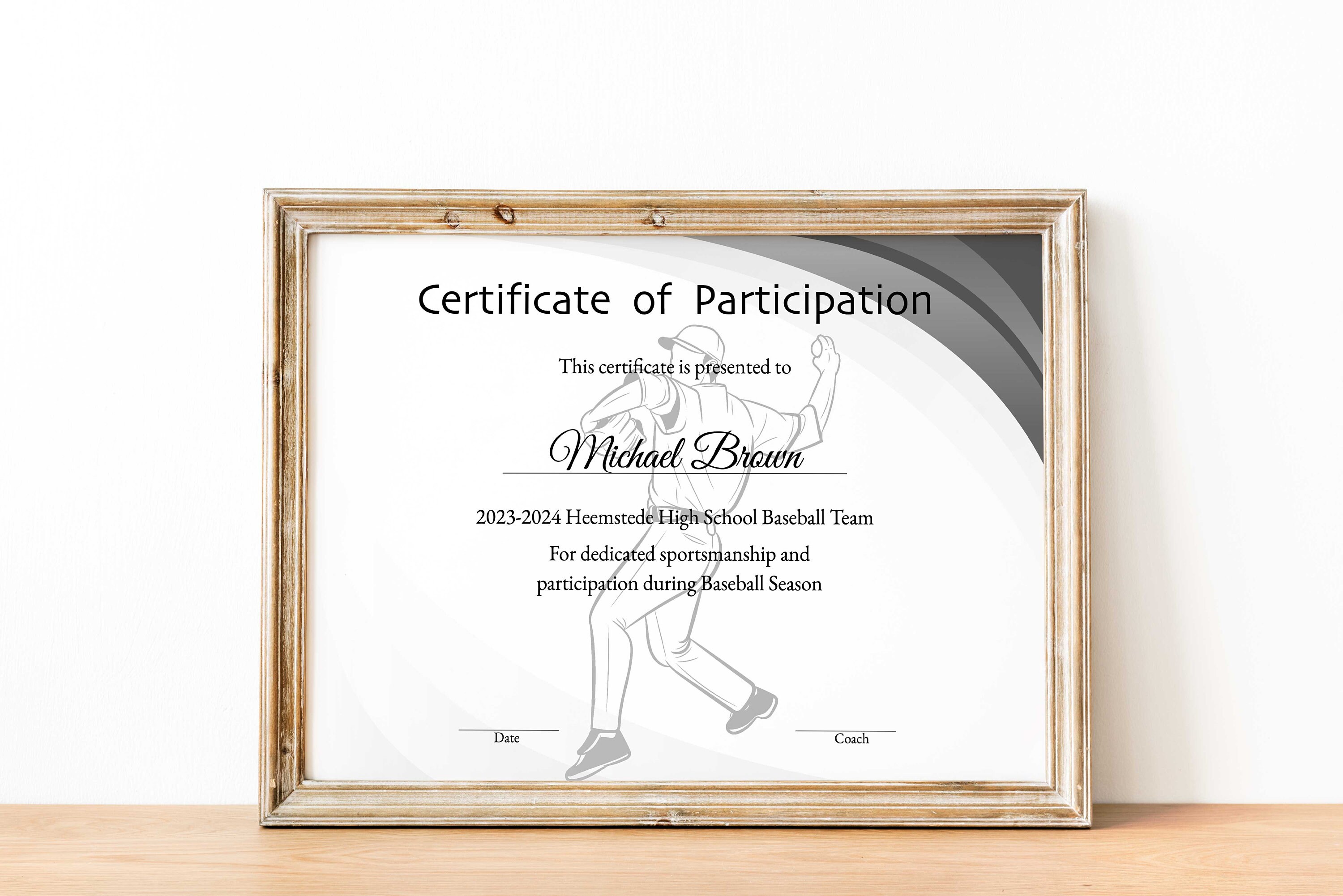 Editable Baseball Certificate Template, Sports Certificate Award ...