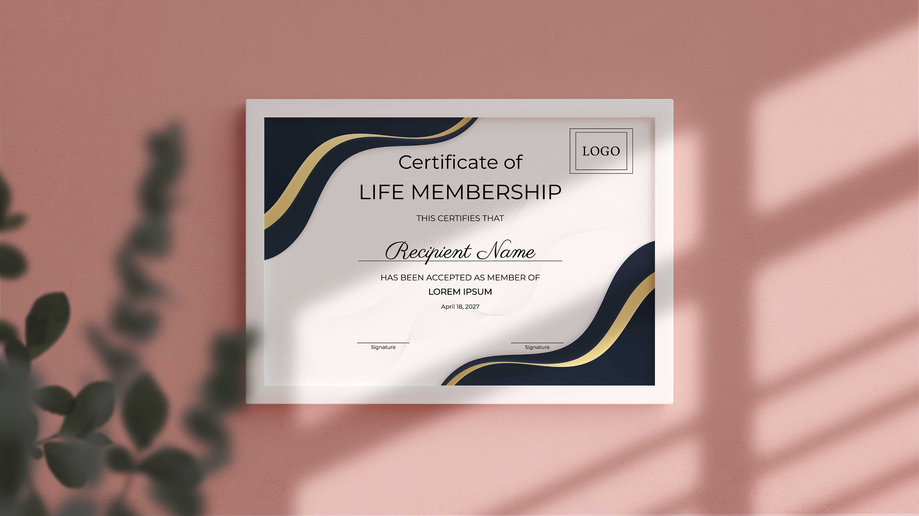 Editable Life Membership Certificate Template, Printable Elegant ...