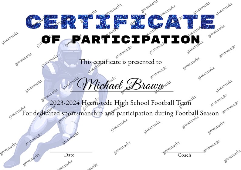 Editable Football Award Certificates, Award Ceremony Certificates ...