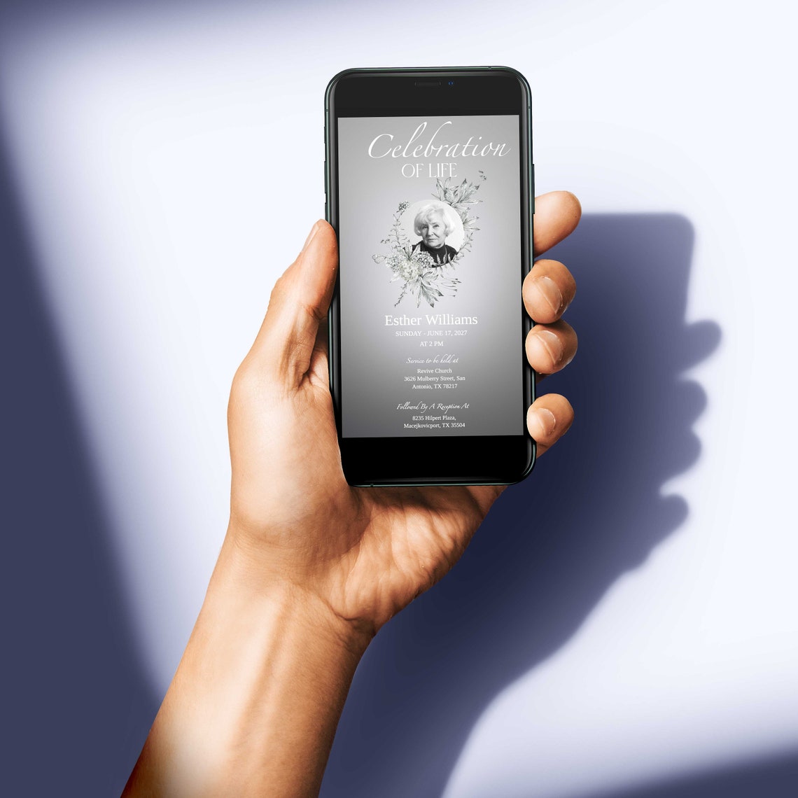 Electronic Funeral Announcement, Digital Funeral Invitation, Memorial ...