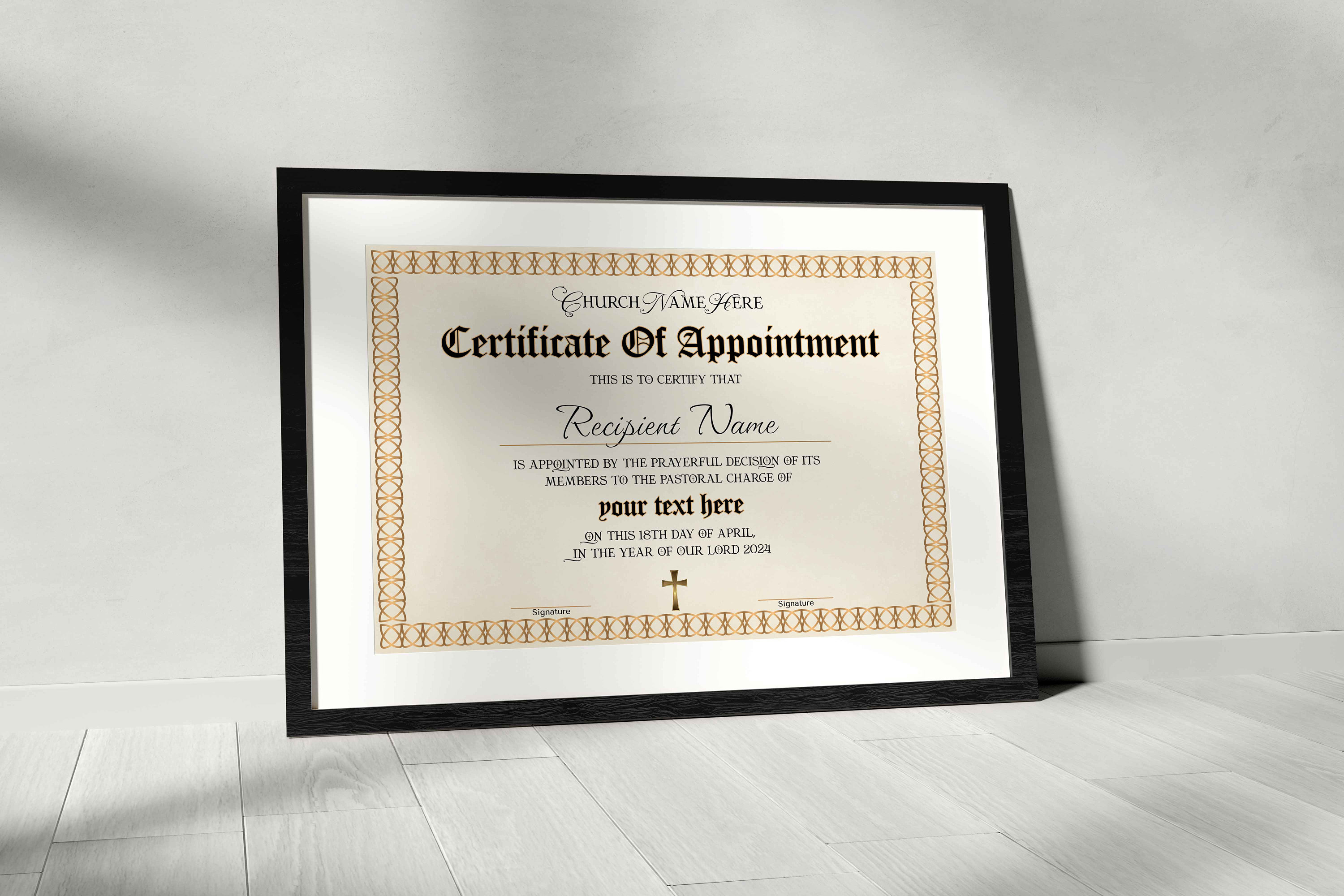 Editable Appointment Certificate Template, Printable Bishop Pastor ...
