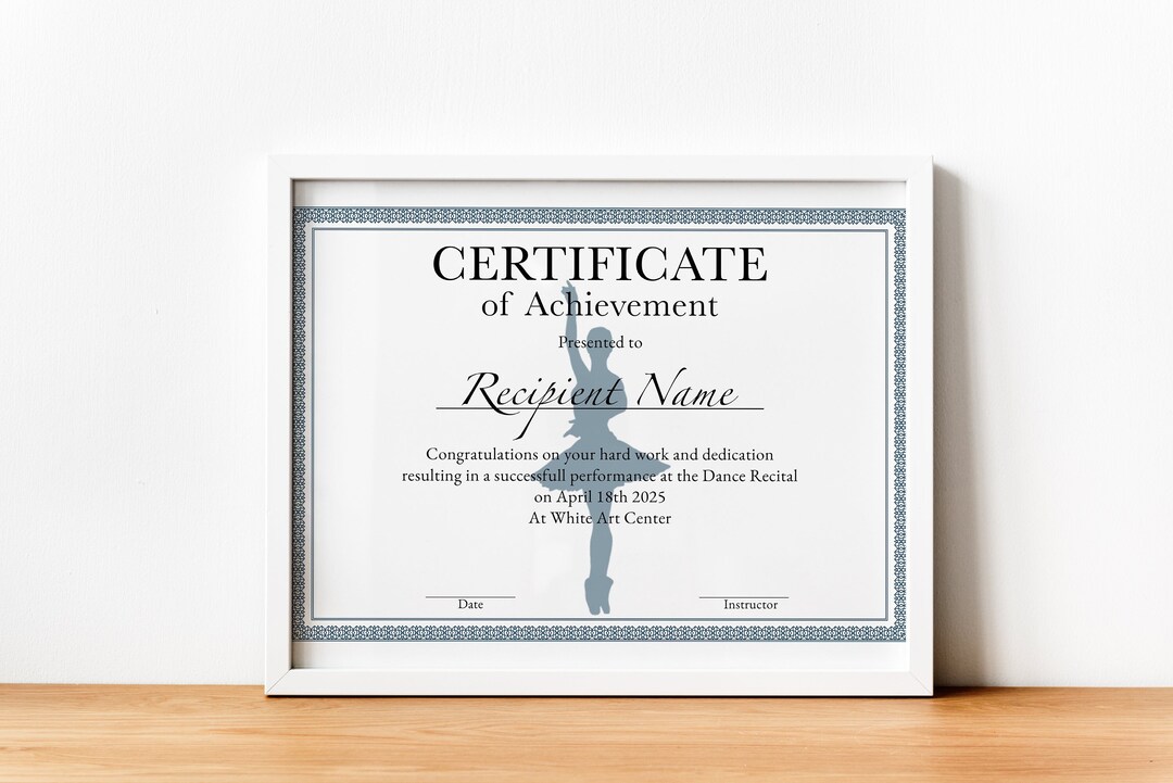 EDITABLE Dancer Certificate Dancing Award Dancer Printable - Etsy