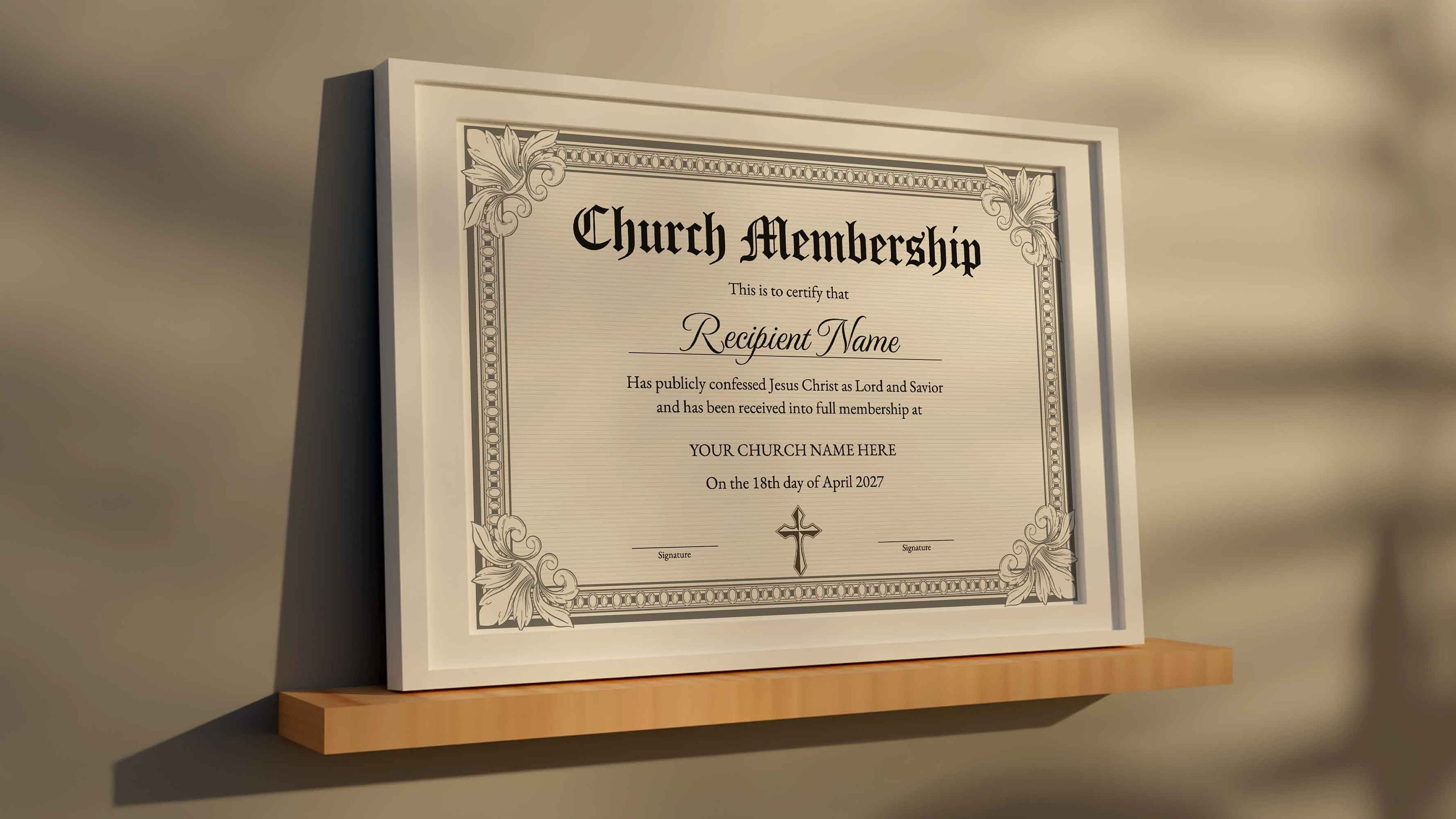 Church Membership Certificate Template, Editable Printable Certificate ...