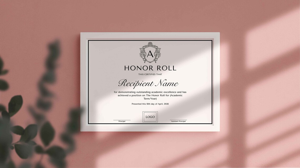 Editable Honor Roll Certificate Template, Elementary School Student ...