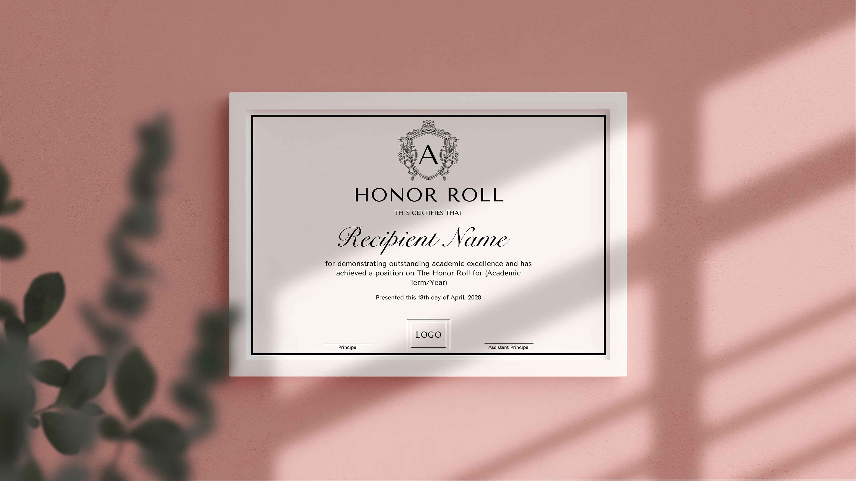 Editable Honor Roll Certificate Template, Elementary School Student ...
