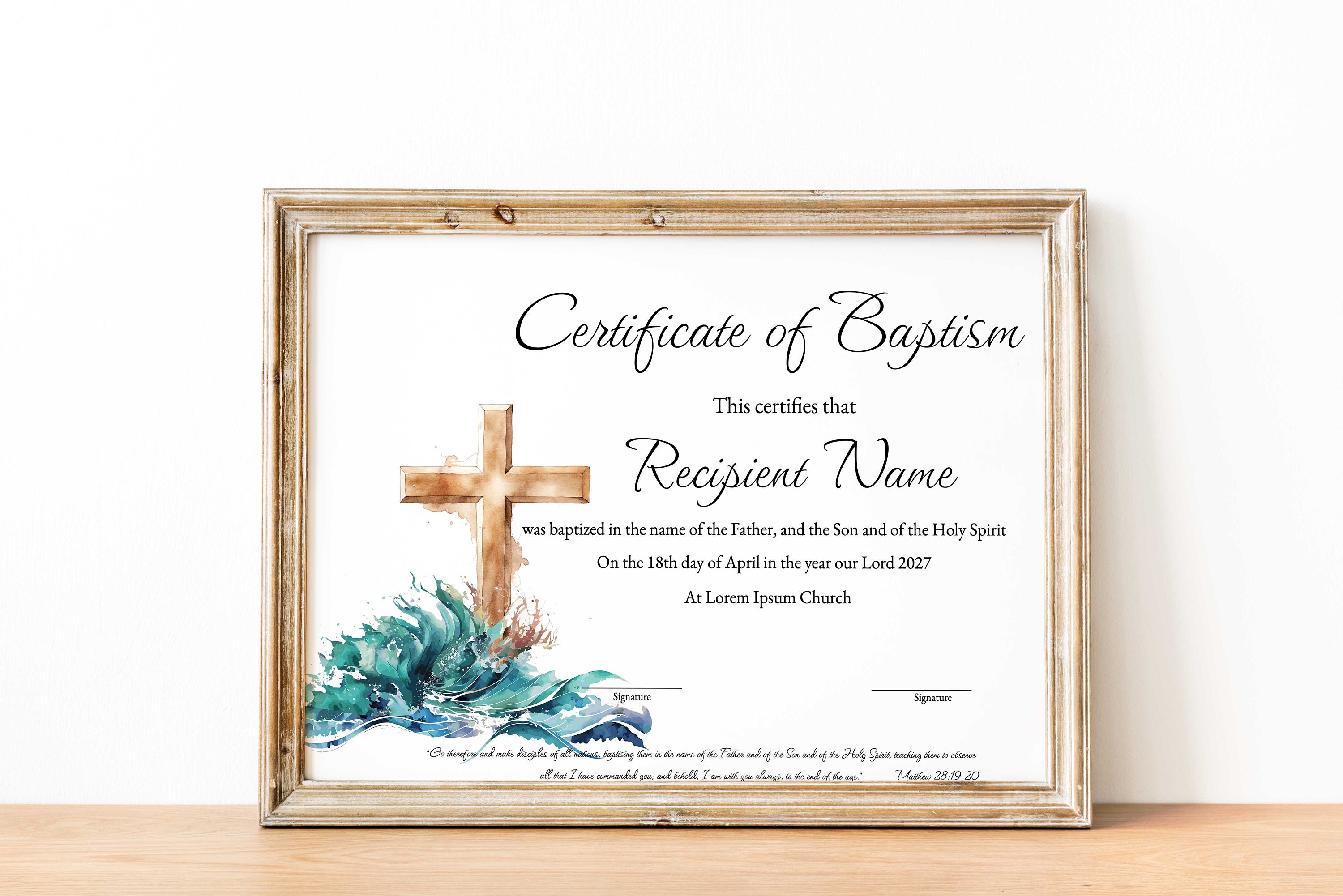 Editable Baptismal Certificate, Printable Minimalist Certificate of ...