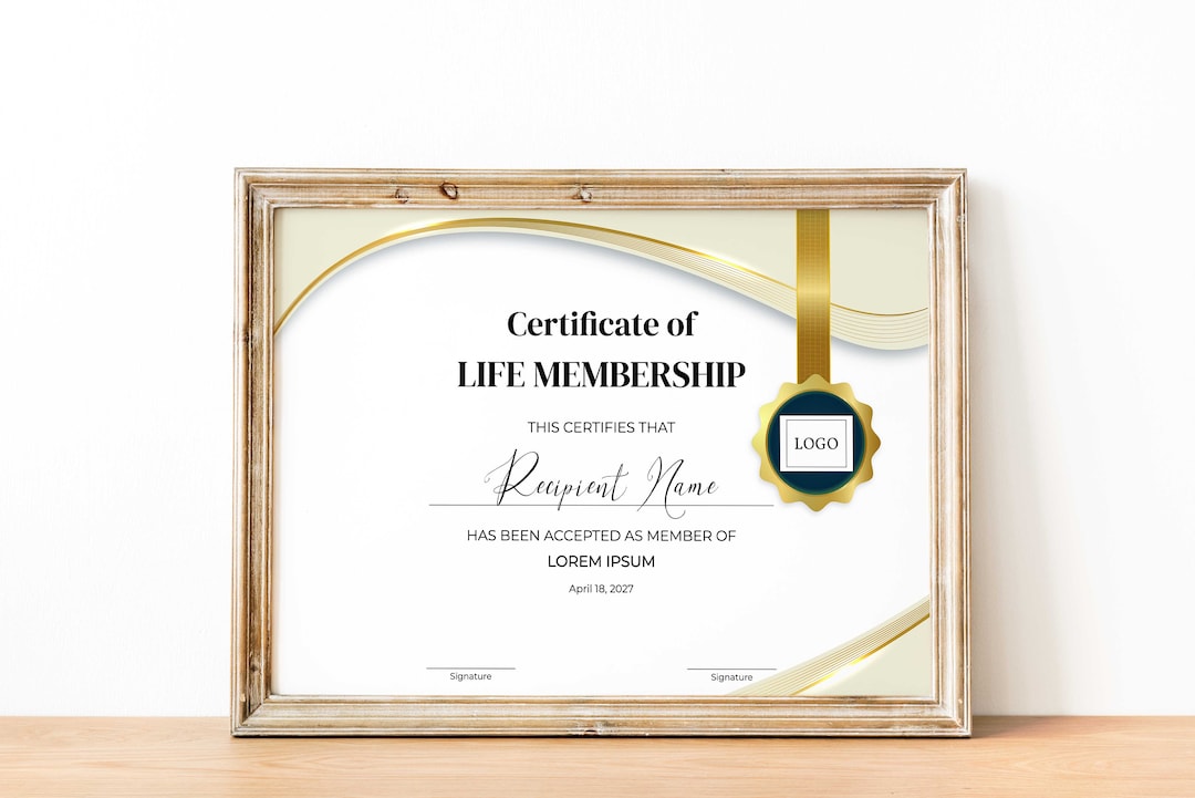 Life Membership Certificate Template Editable Printable Elegant Certificate Of Life Membership 