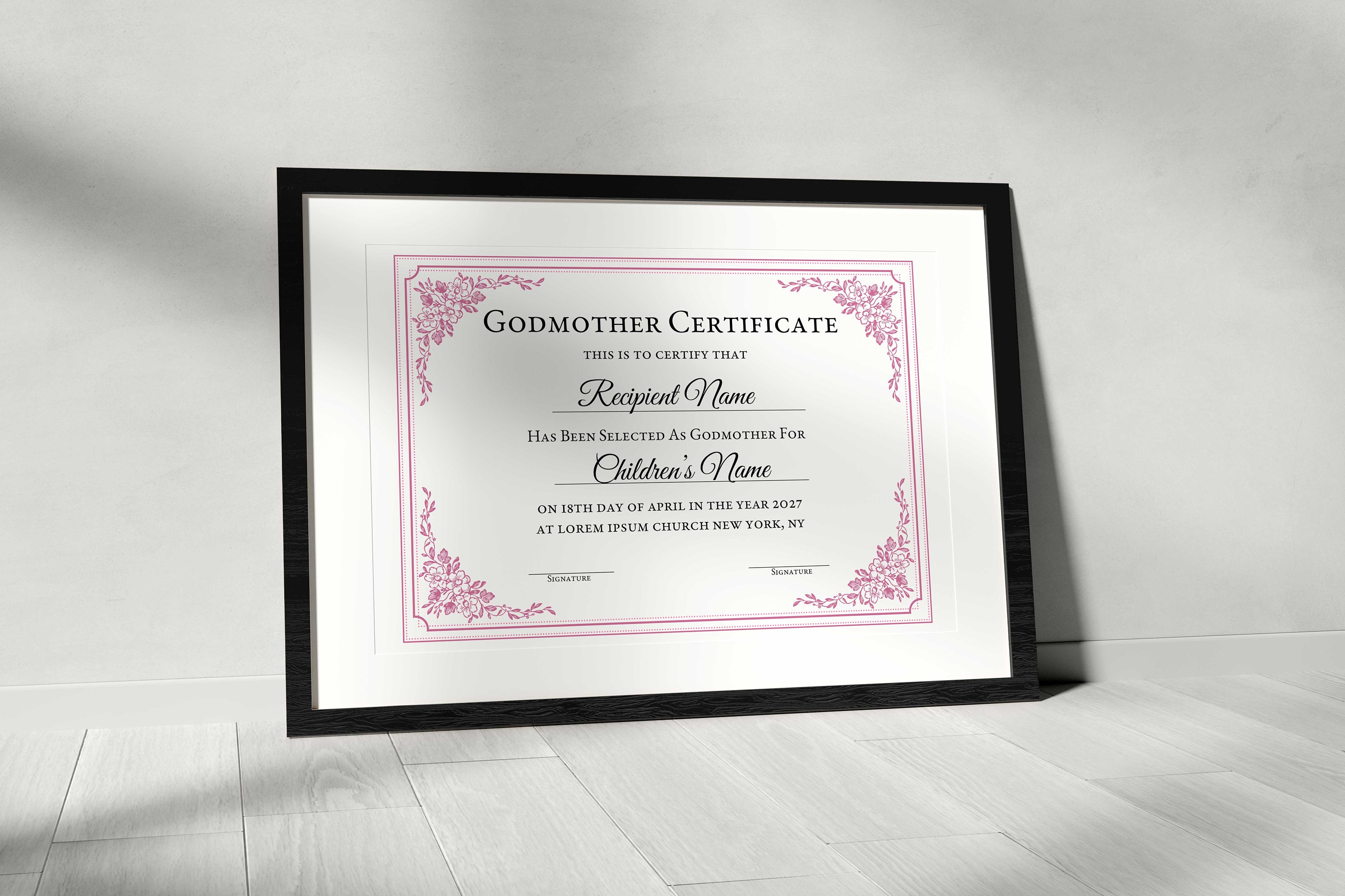 Godmother Certificate Template, Editable Godfather Certificate ...