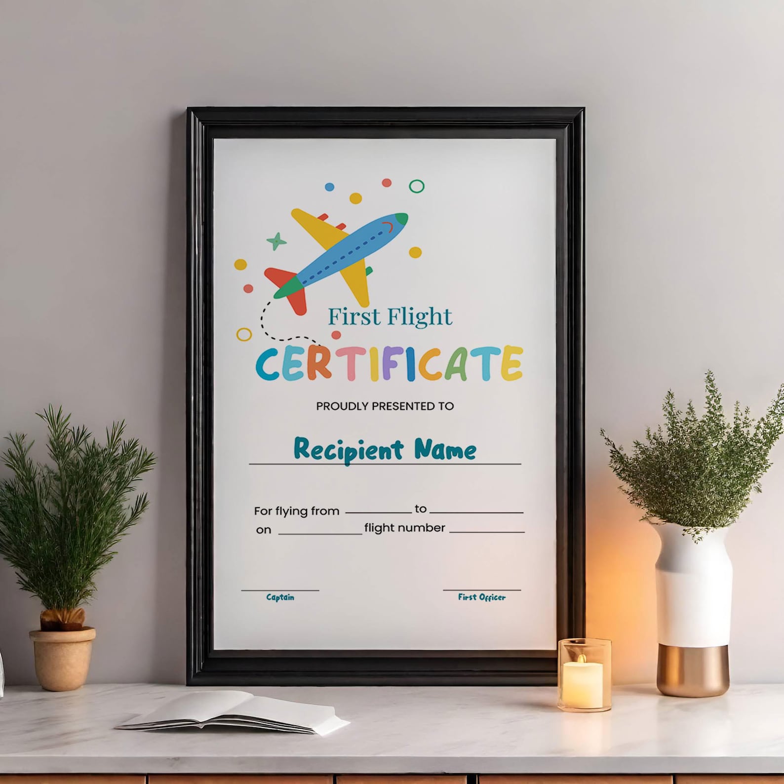 My First Flight Certificate Template, Award Certificate for Kids ...