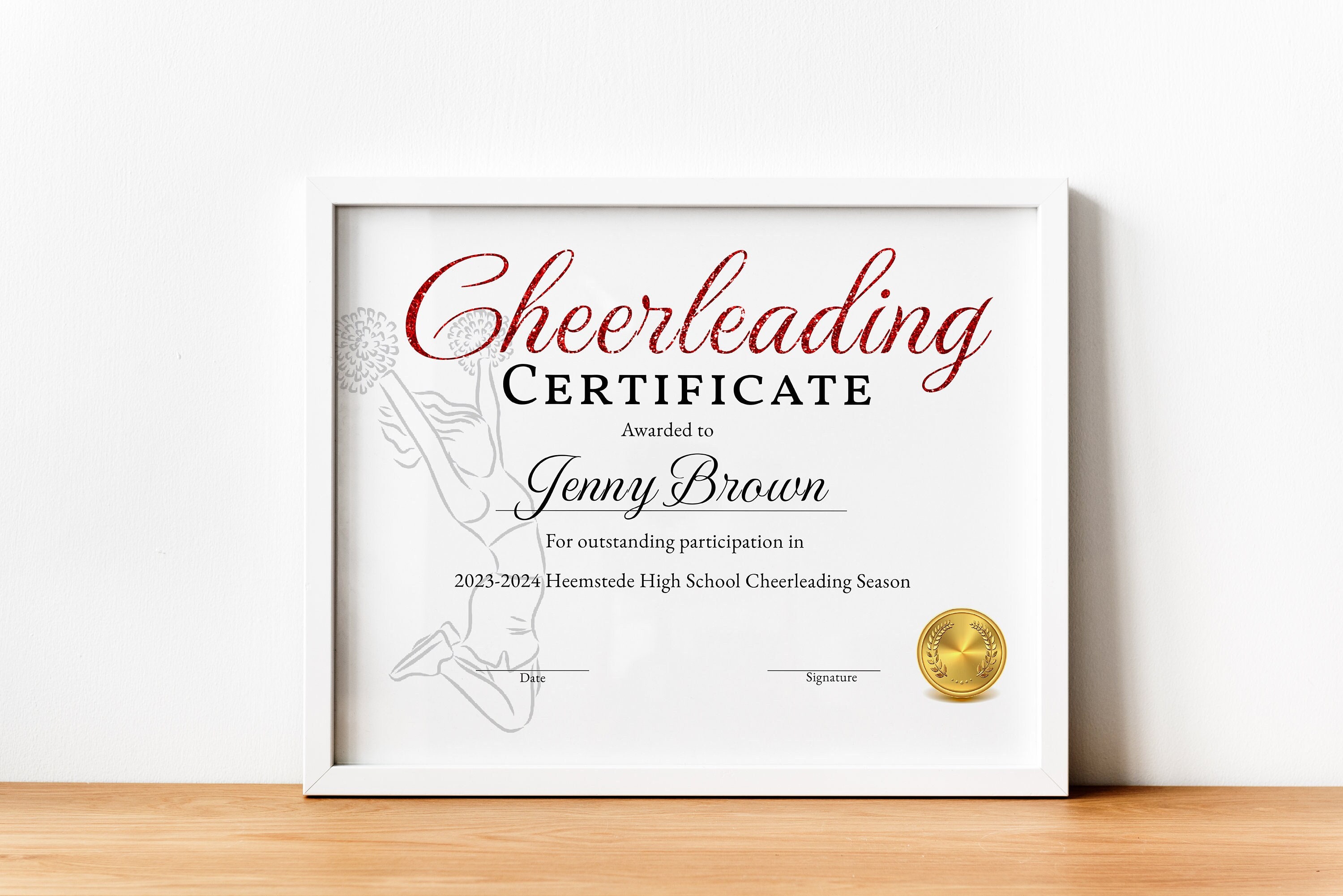 Cheerleading Certificate, Cheer Squad Awards, Printable Cheer Team ...