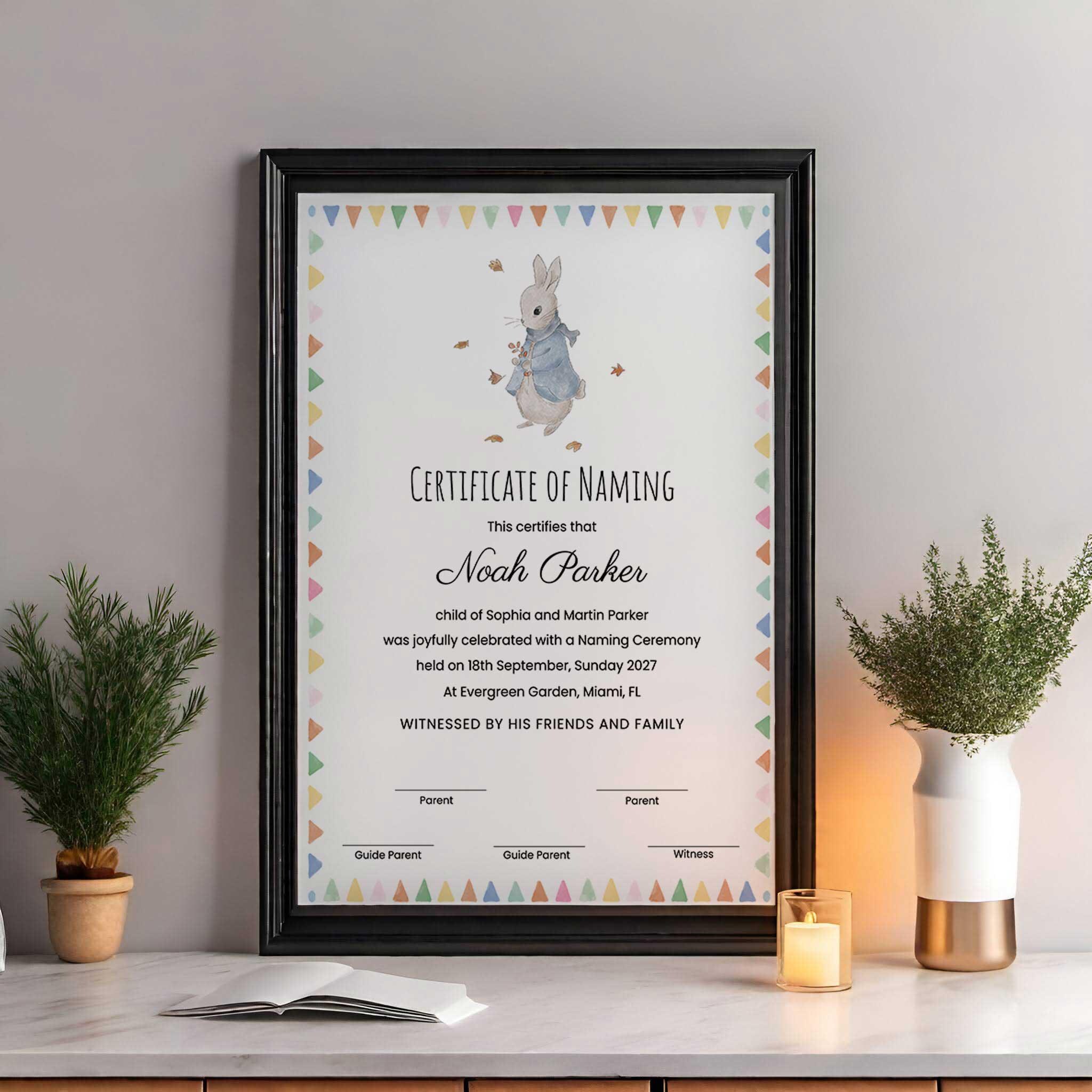 Editable Certificate of Naming Ceremony Printable Baby Naming ...